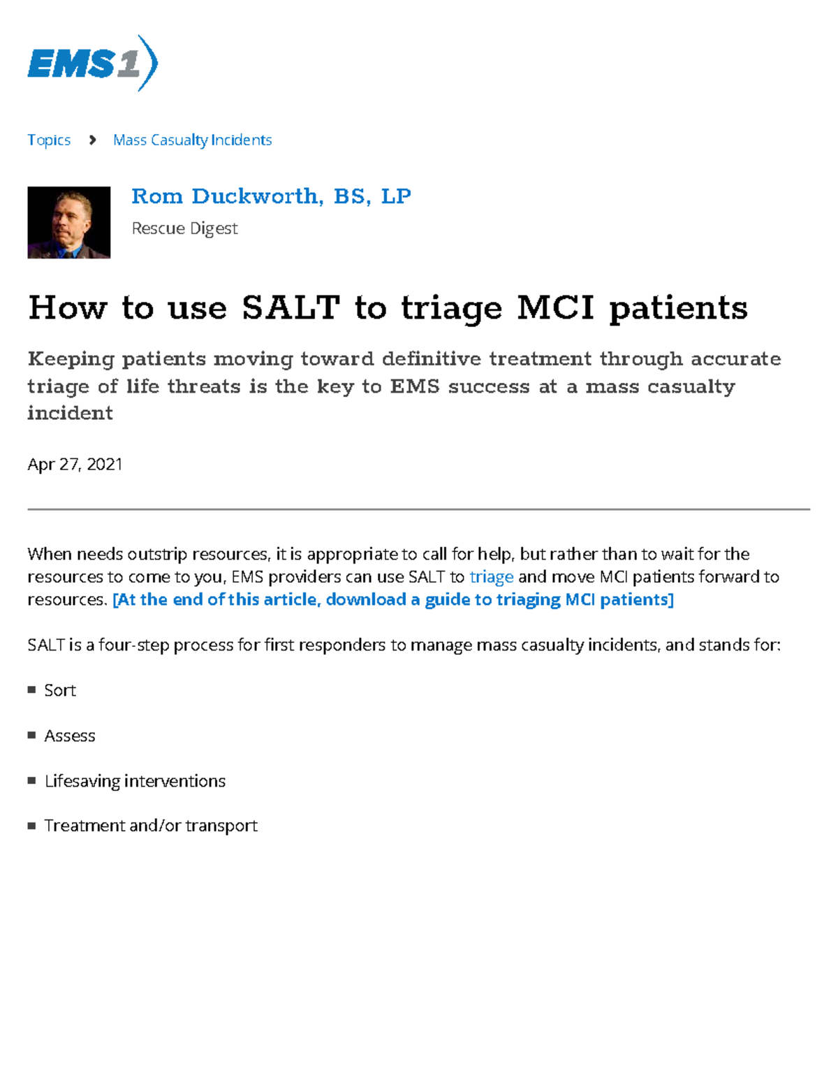 How to triage mass casualty victims with SALT method - How to use SALT ...