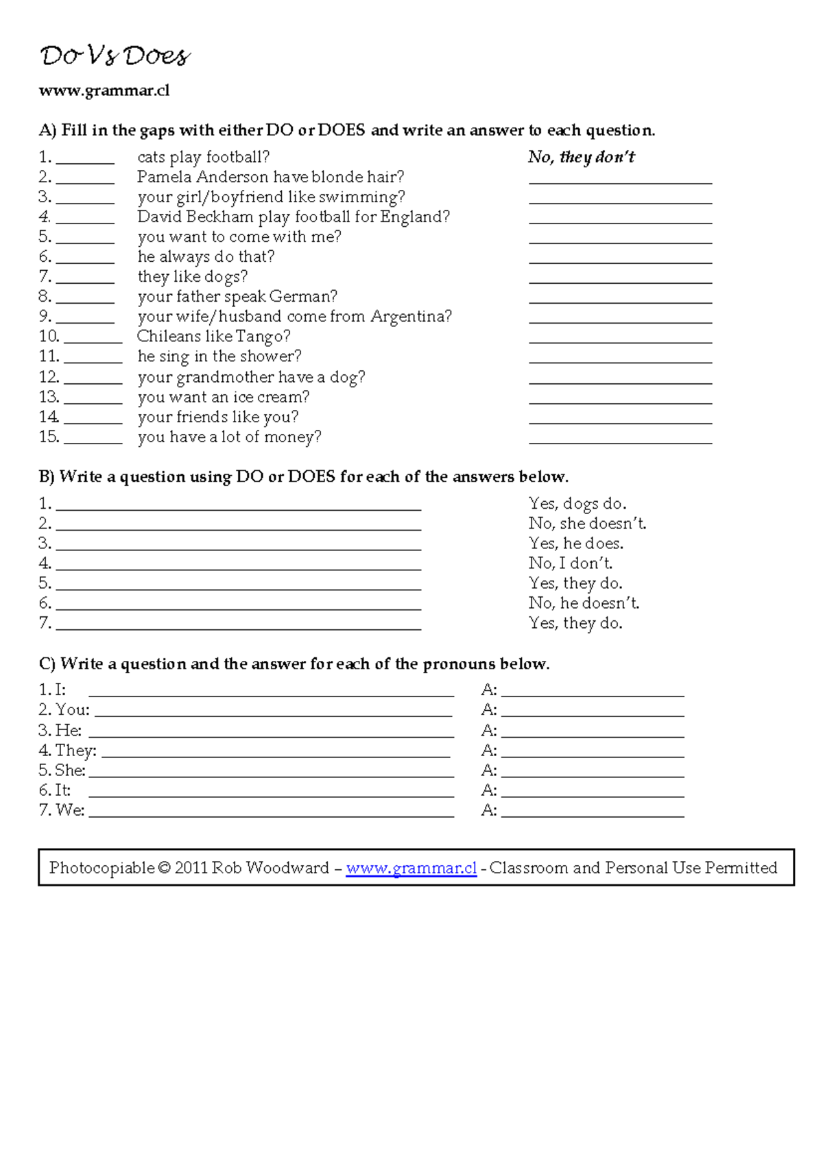 Do does Ada Do Vs Does Grammar A Fill In The Gaps With Either DO
