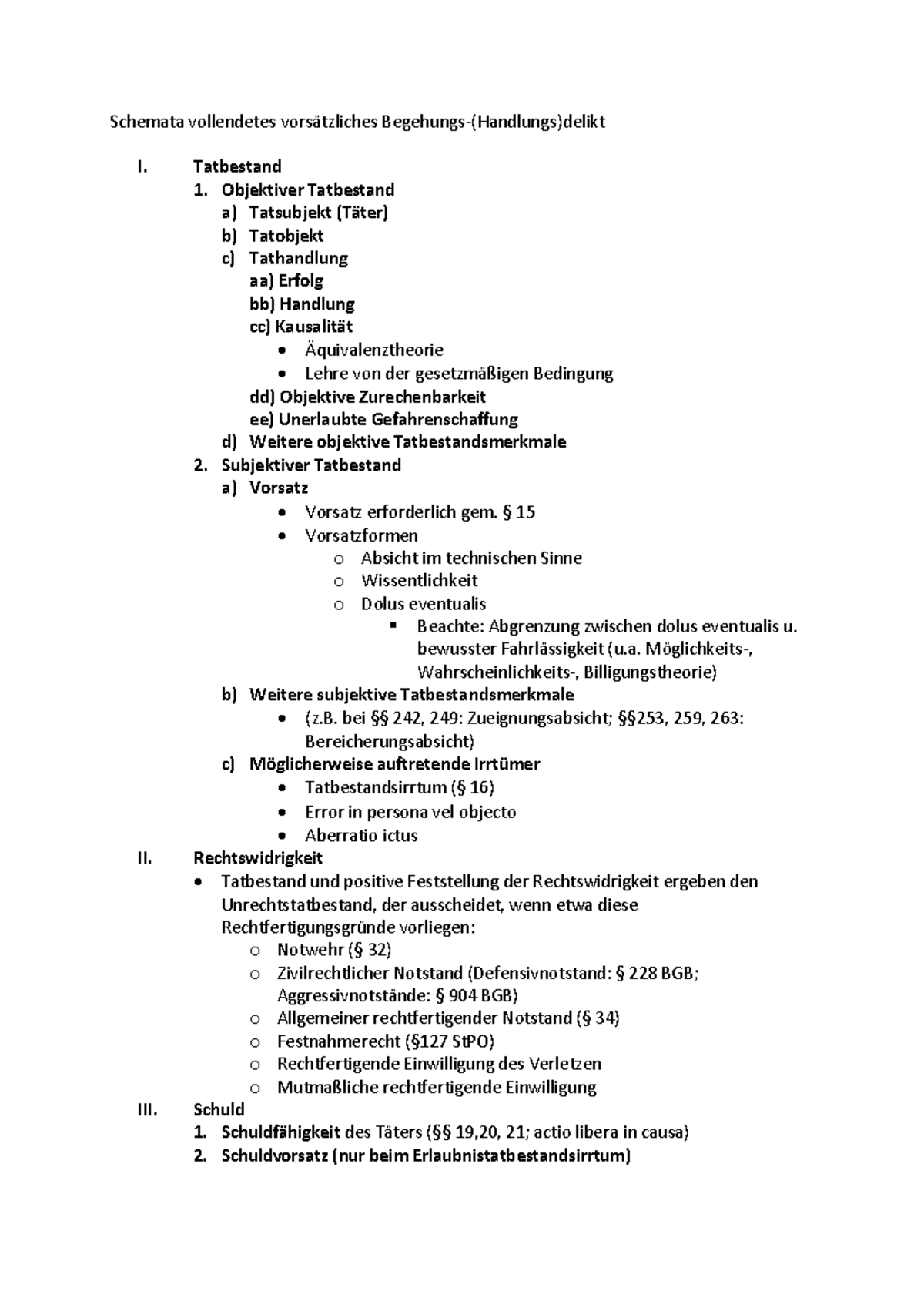 Schemata vollendetes vorsätzliches Begehungsdelikt - Schemata ...