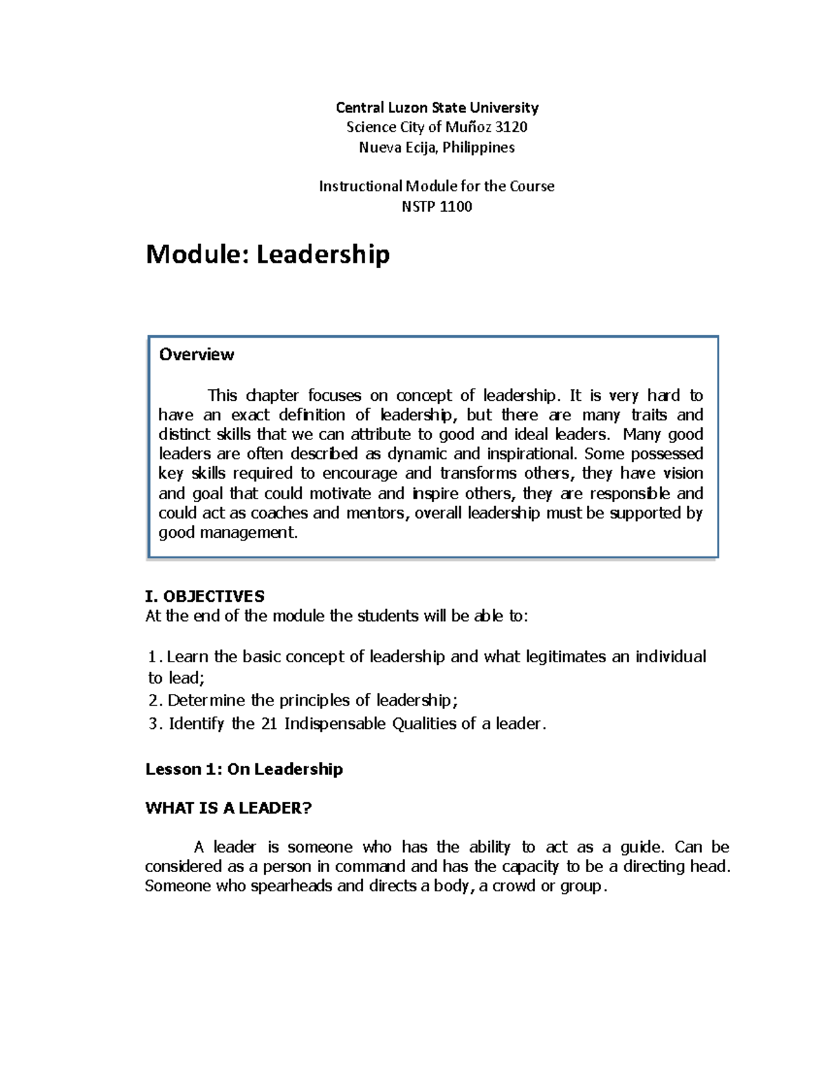 Module-4-Leadership - For notes - Central Luzon State University ...