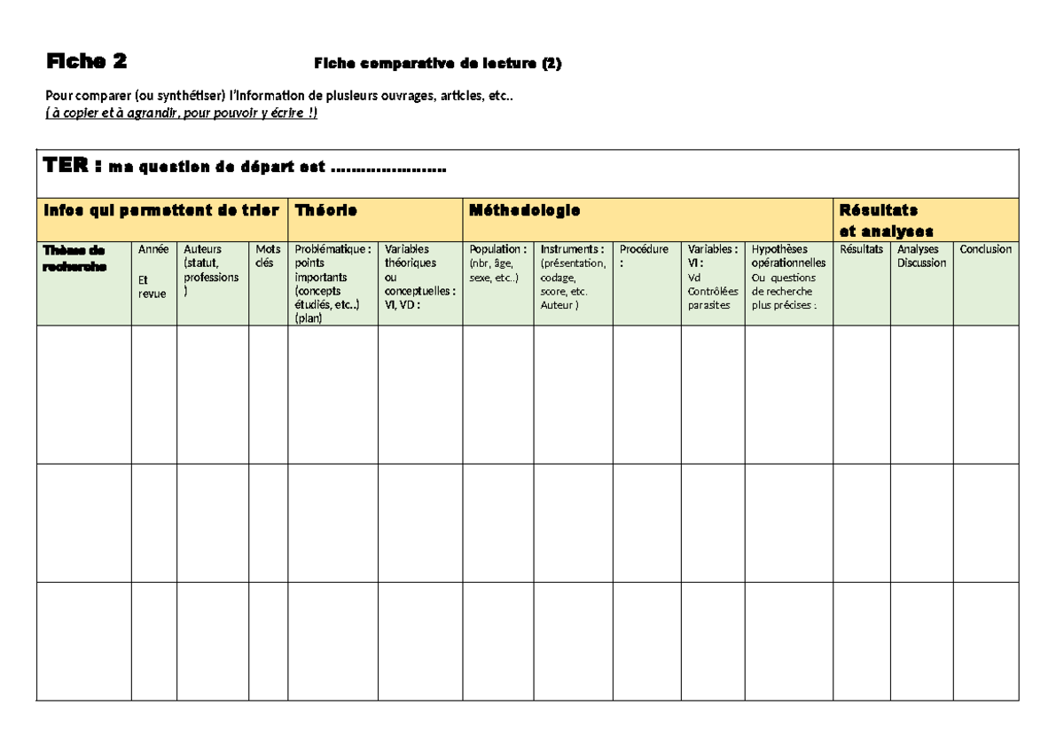 3- Fiche comparative de lecture (2) (1) - Fiche 2 Fiche comparative de lecture (2) Pour comparer ...