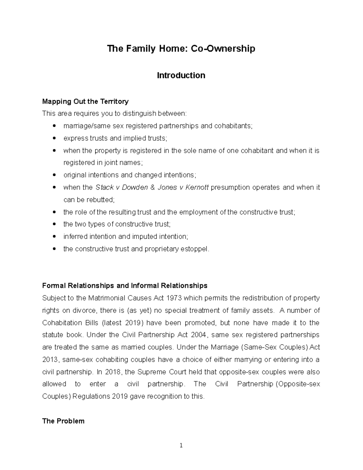 Lecture Handout Co-ownership - The Family Home: Co-Ownership ...