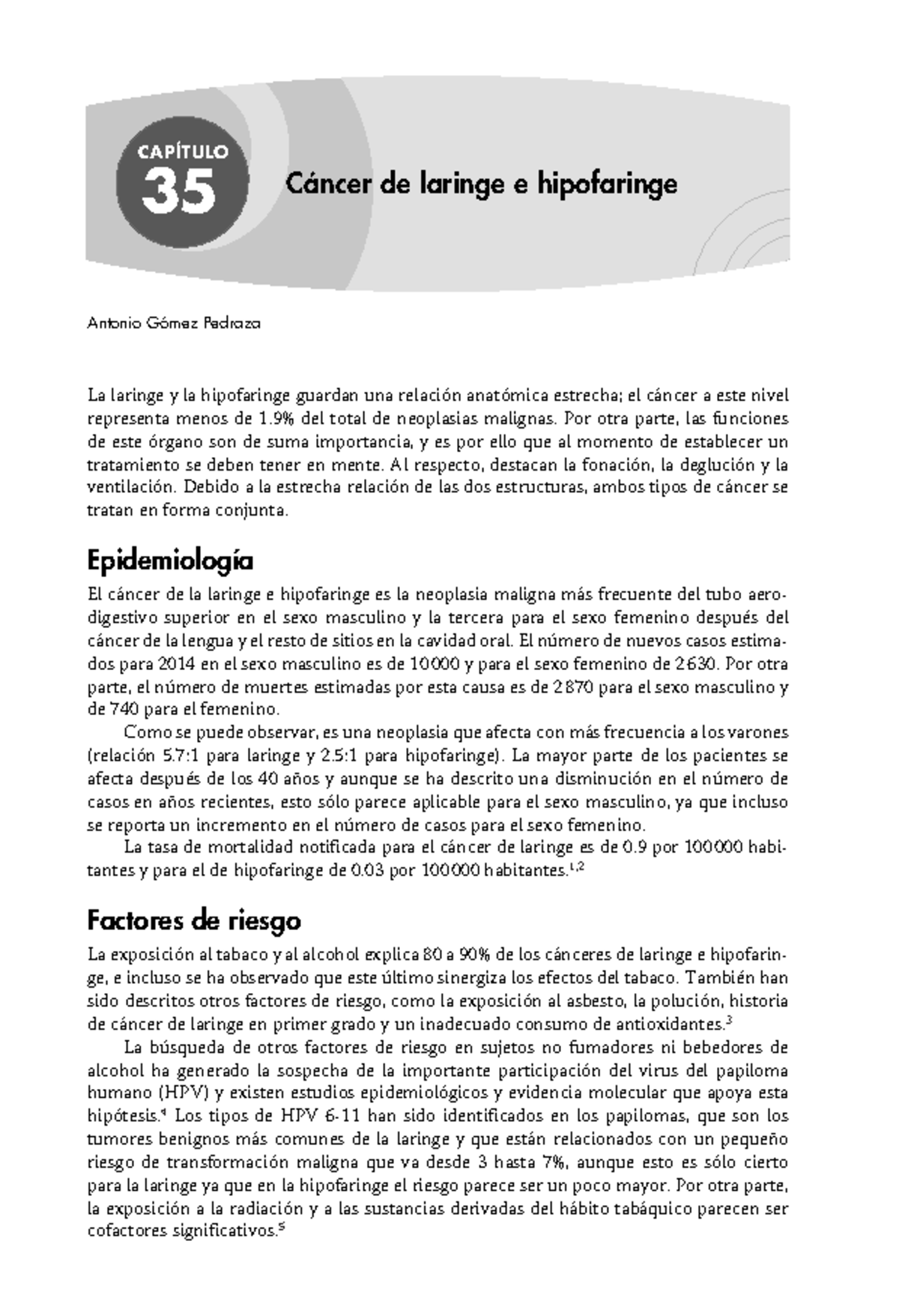 Cáncer de laringe e hipofaringe Manual de oncología procedimientos ...