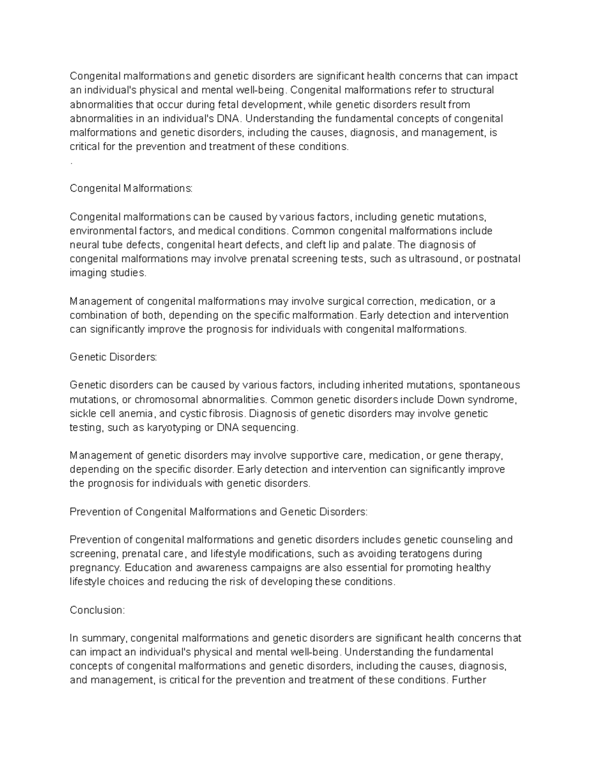 Congenital Malformations AND Genetic Disorders - Congenital ...