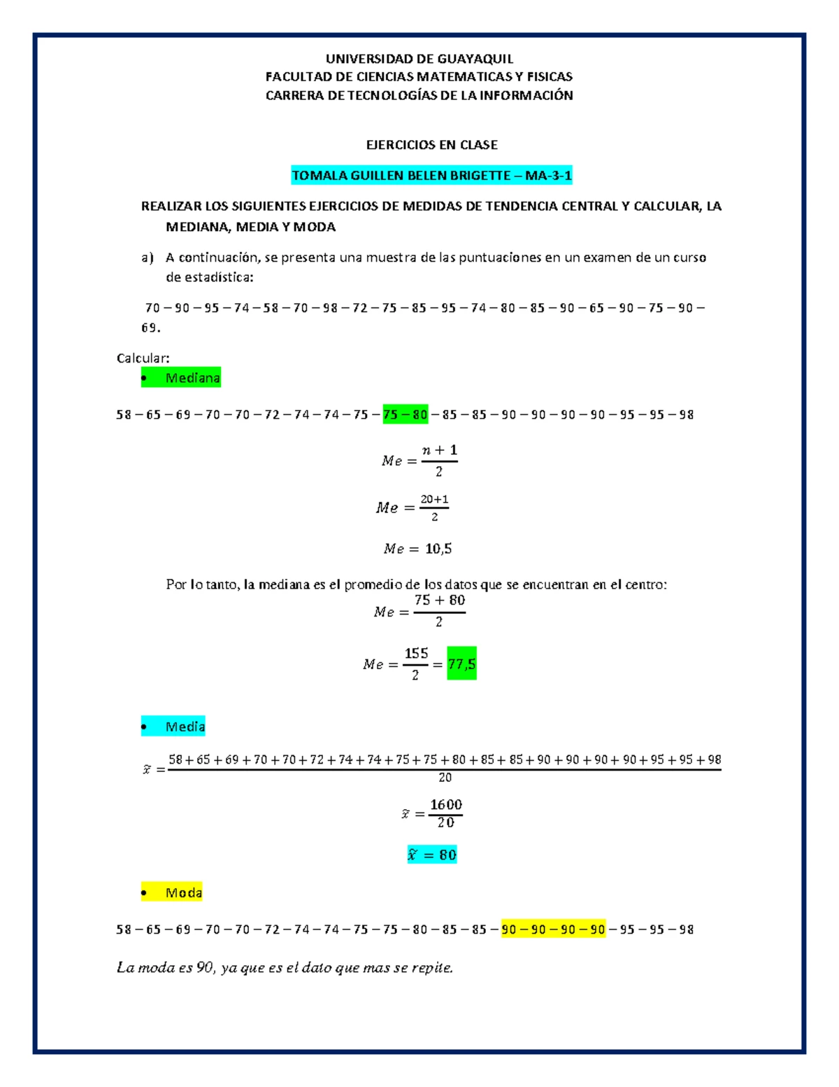 Ejercicios Estadística Tipos de Variables Roberto Valentin ...