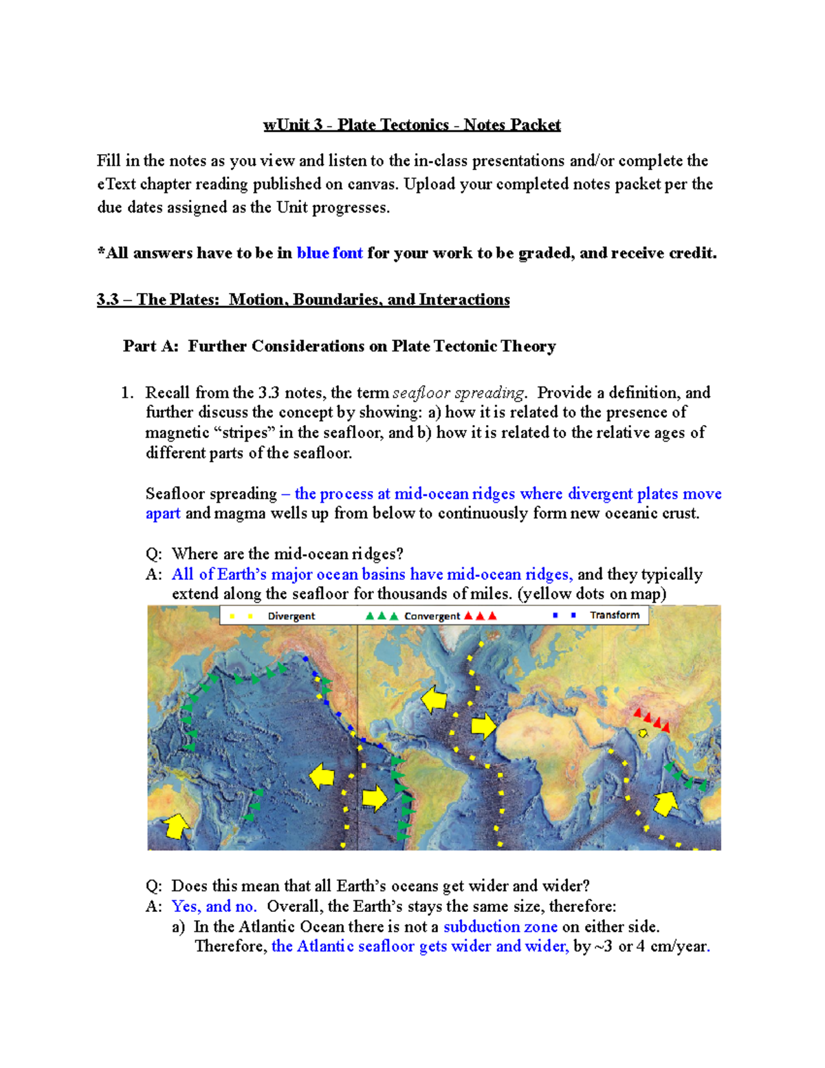 3.3 Student Notes Packete - wUnit 3 - Plate Tectonics - Notes Packet ...