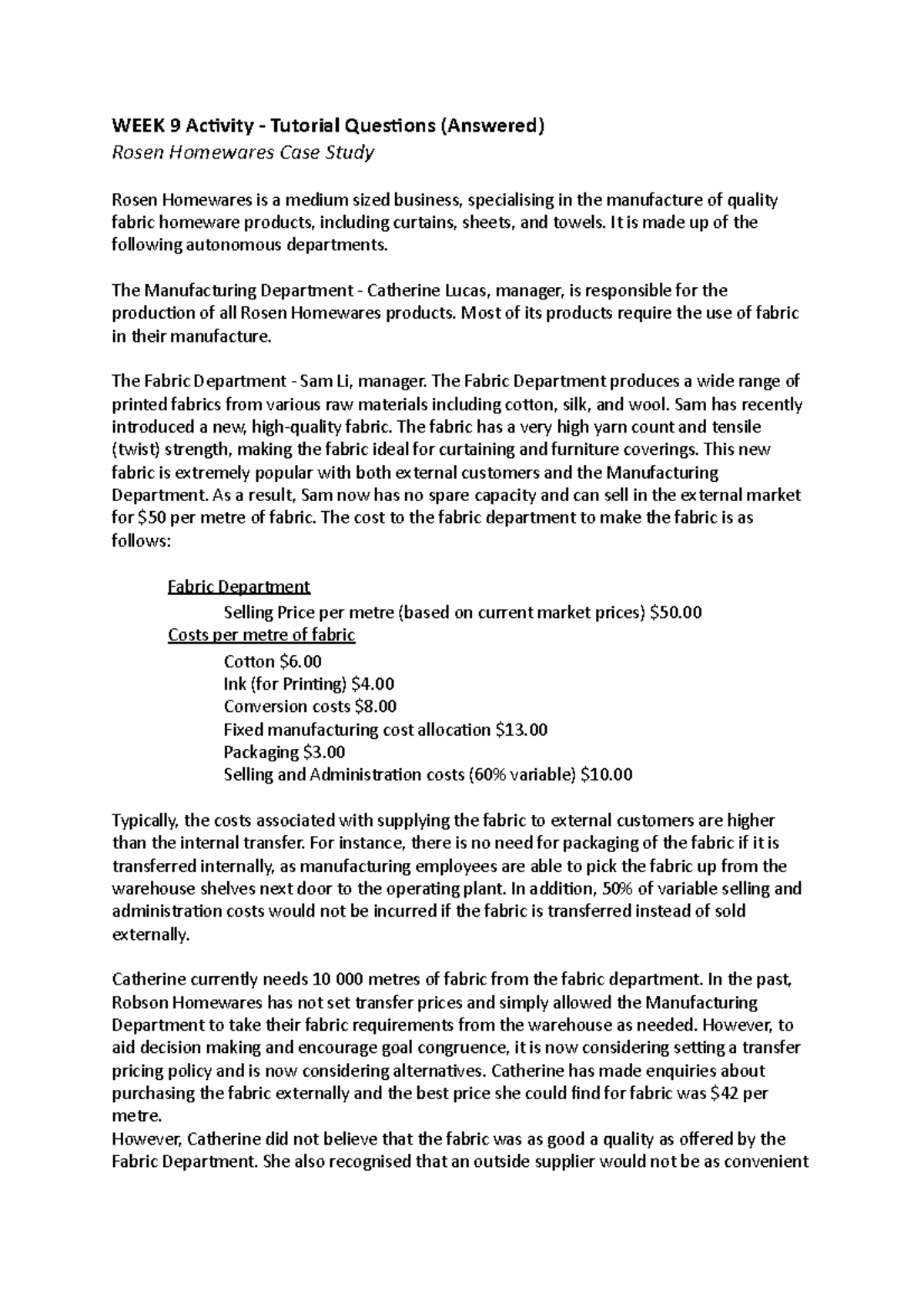 Week 9 Activity - Tutorial Questions (Answered) - WEEK 9 Activity ...