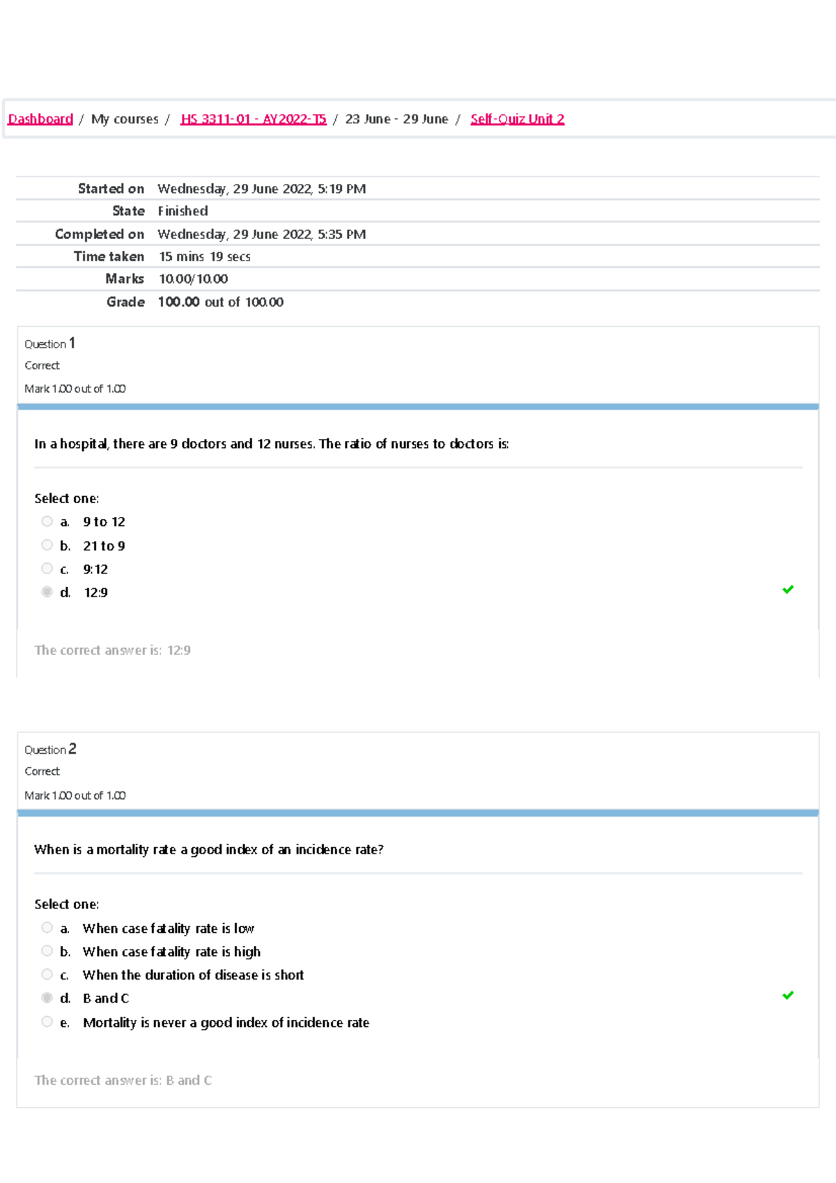 Self-Quiz Unit 2 Attempt review - Started on Wednesday, 29 June 2022, 5 ...