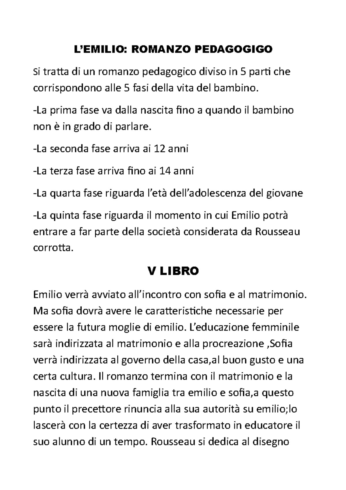 V libro dell'Emilio di Jean Jacque Rousseau - L’EMILIO: ROMANZO ...