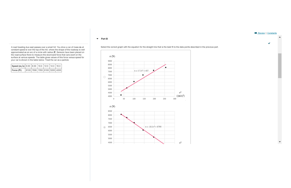 Mastering Physics Ch 05 HW - 5.110 2 - A road heading due east passes over a small hill. You ...