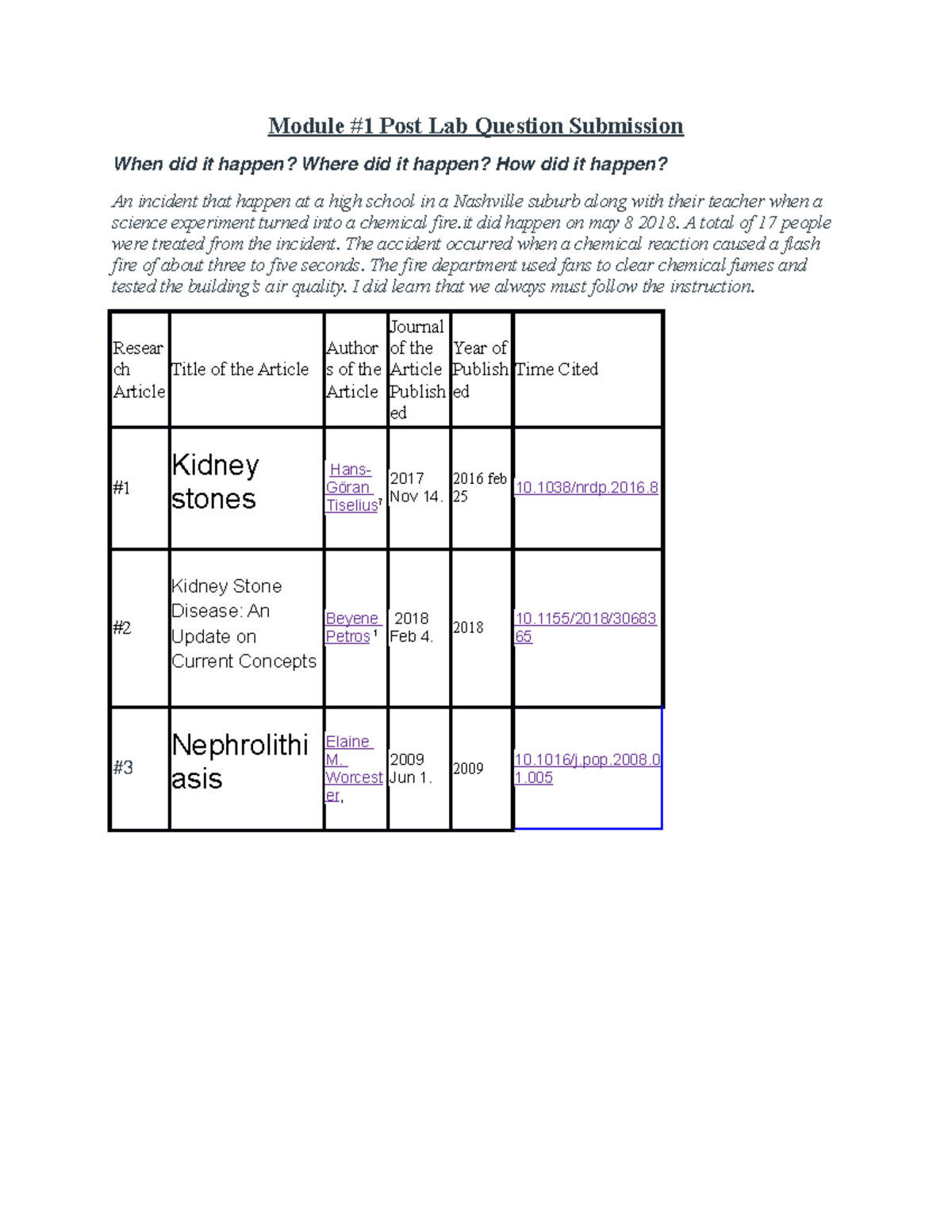 9-12-1212 - math - Module #1 Post Lab Question Submission When did it happen? Where did it ...