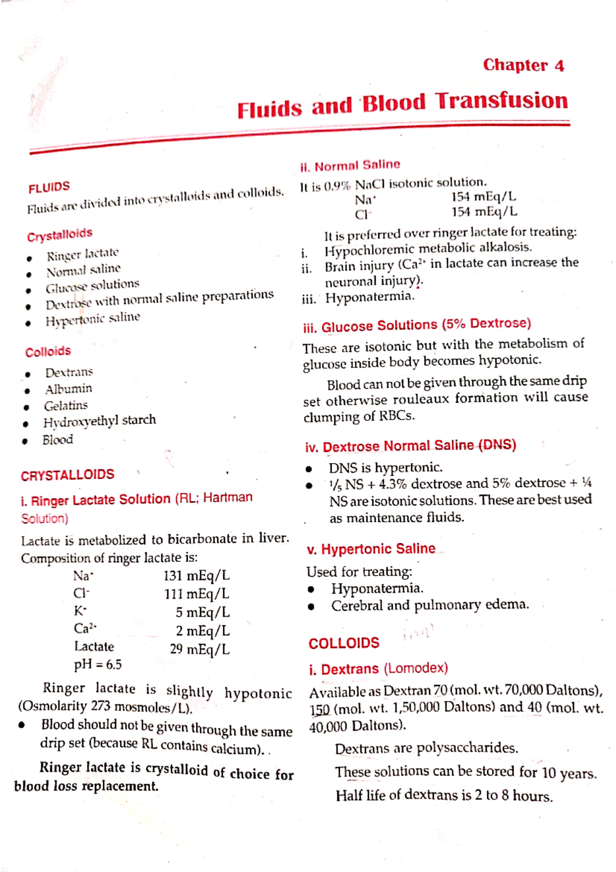 Fluids - Lecture notes - Basics of anesthesia - Studocu