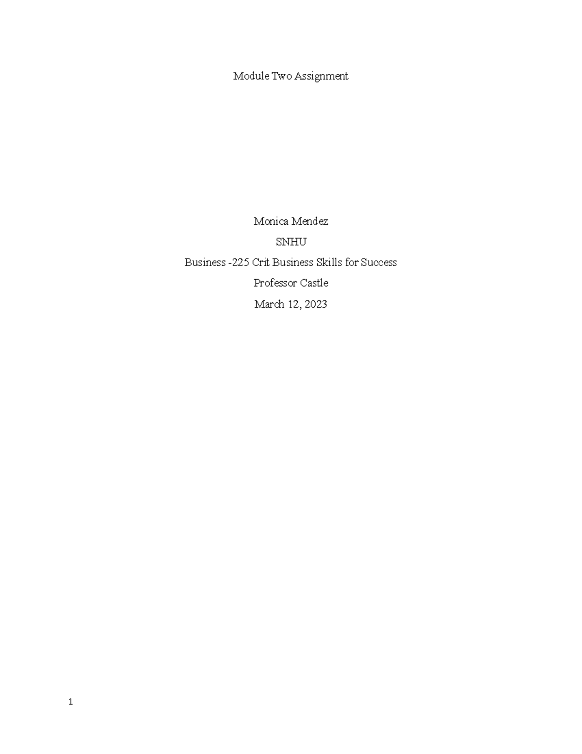 Module 2 Assignment - Module Two Assignment Monica Mendez SNHU Business ...