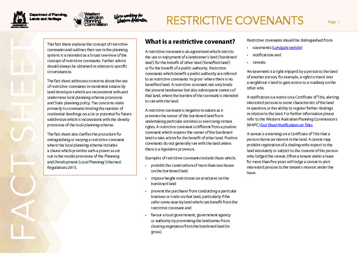 FS-Restrictive Covenants - What is a restrictive covenant? A ...