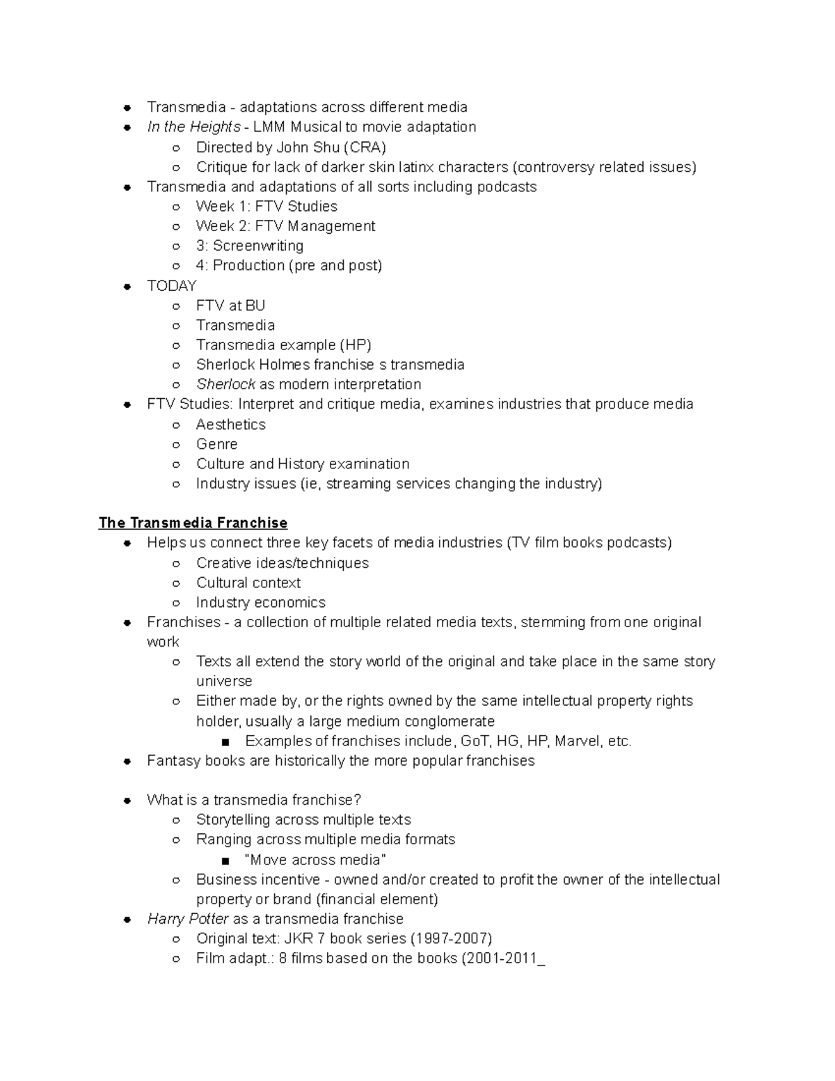 CO101 - 09 07 - FTV - FTV unit notes for com101, Hall - Transmedia ...
