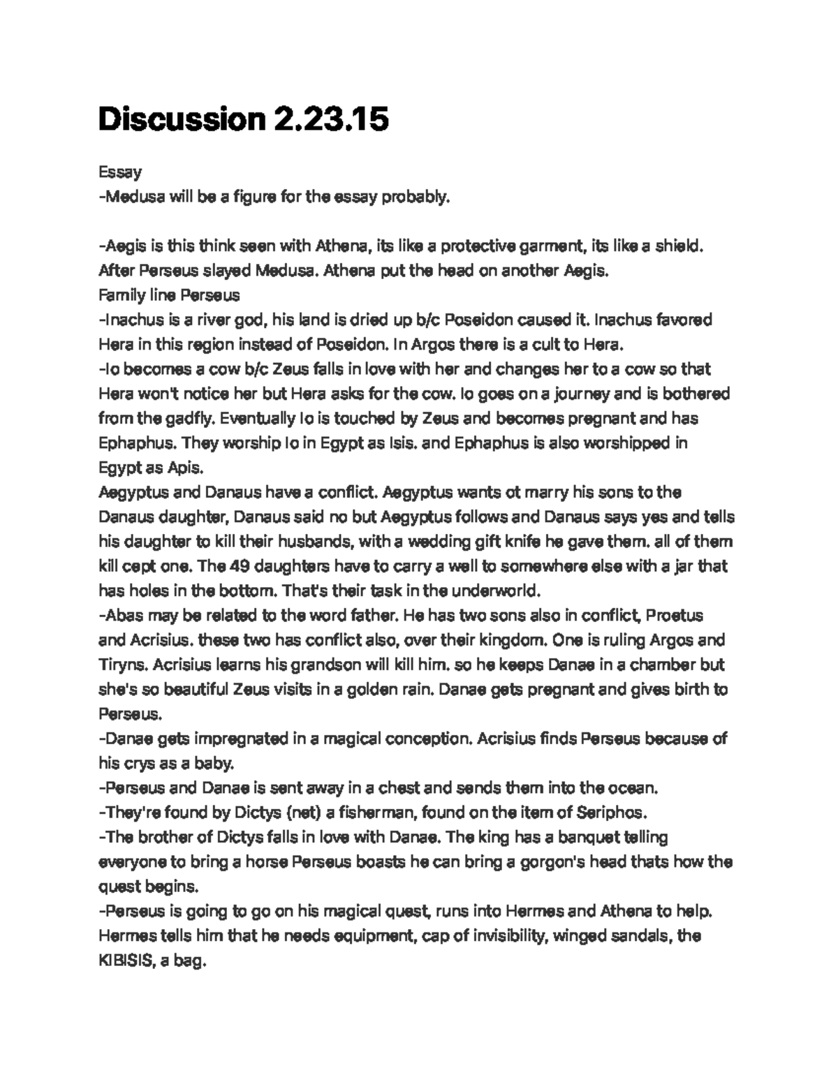 Classics 45B - Discussion 2 - Discussion 2. Essay Medusa will be a ...