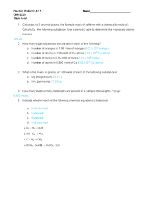 CHM1110 PP Ch 9 - Practice problems from chapter - Practice Problems Ch 9 - Studocu