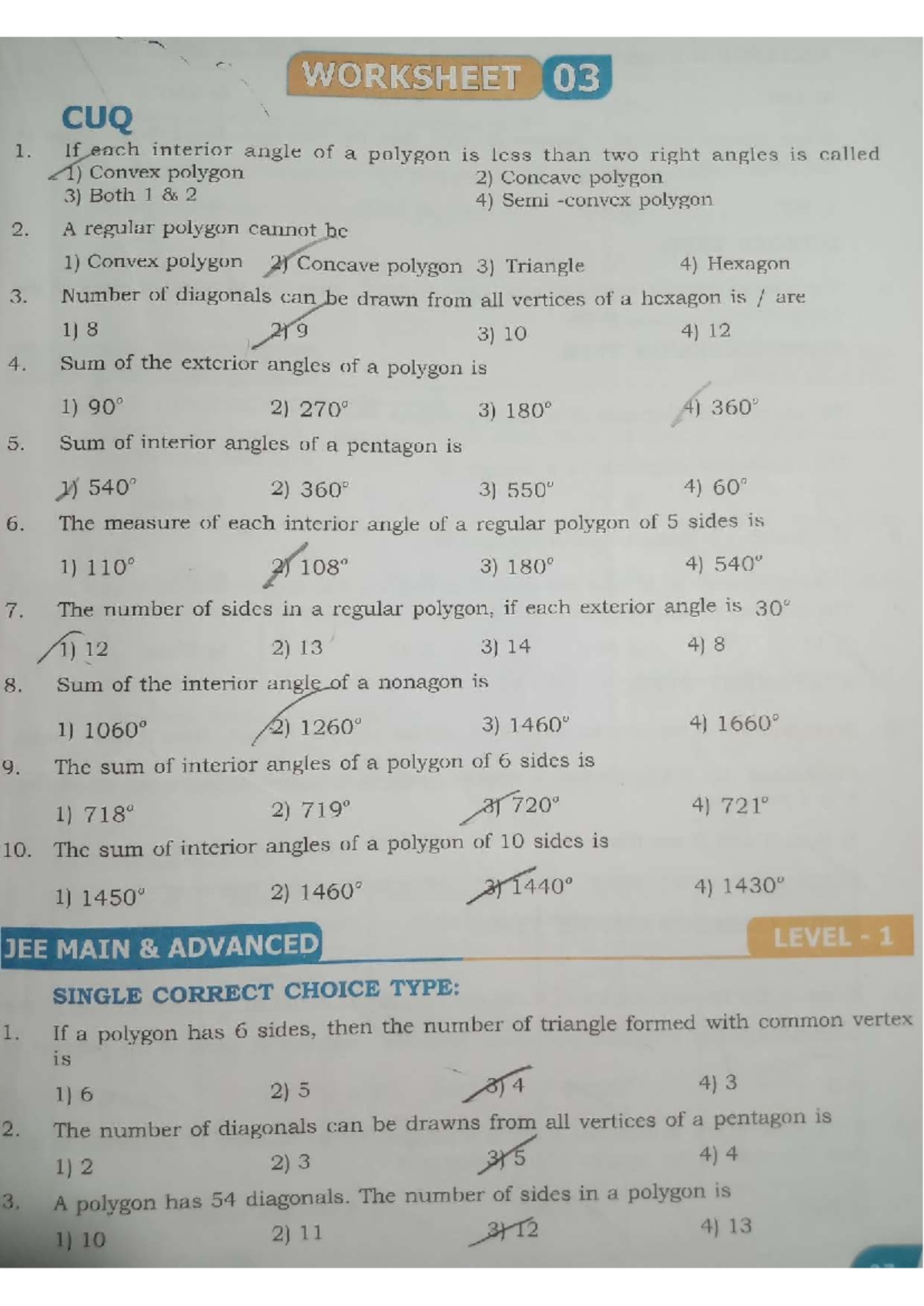 1000007346 - Basic JEE geometry for grade 7 worksheet 3 with levels ...