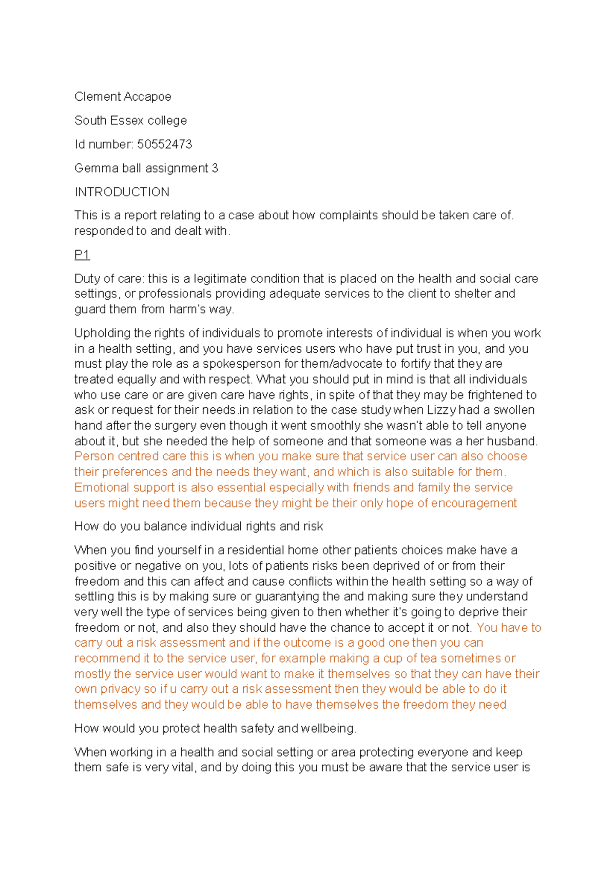 Assignment 1 unit 7 - safeguarding - Clement Accapoe South Essex ...