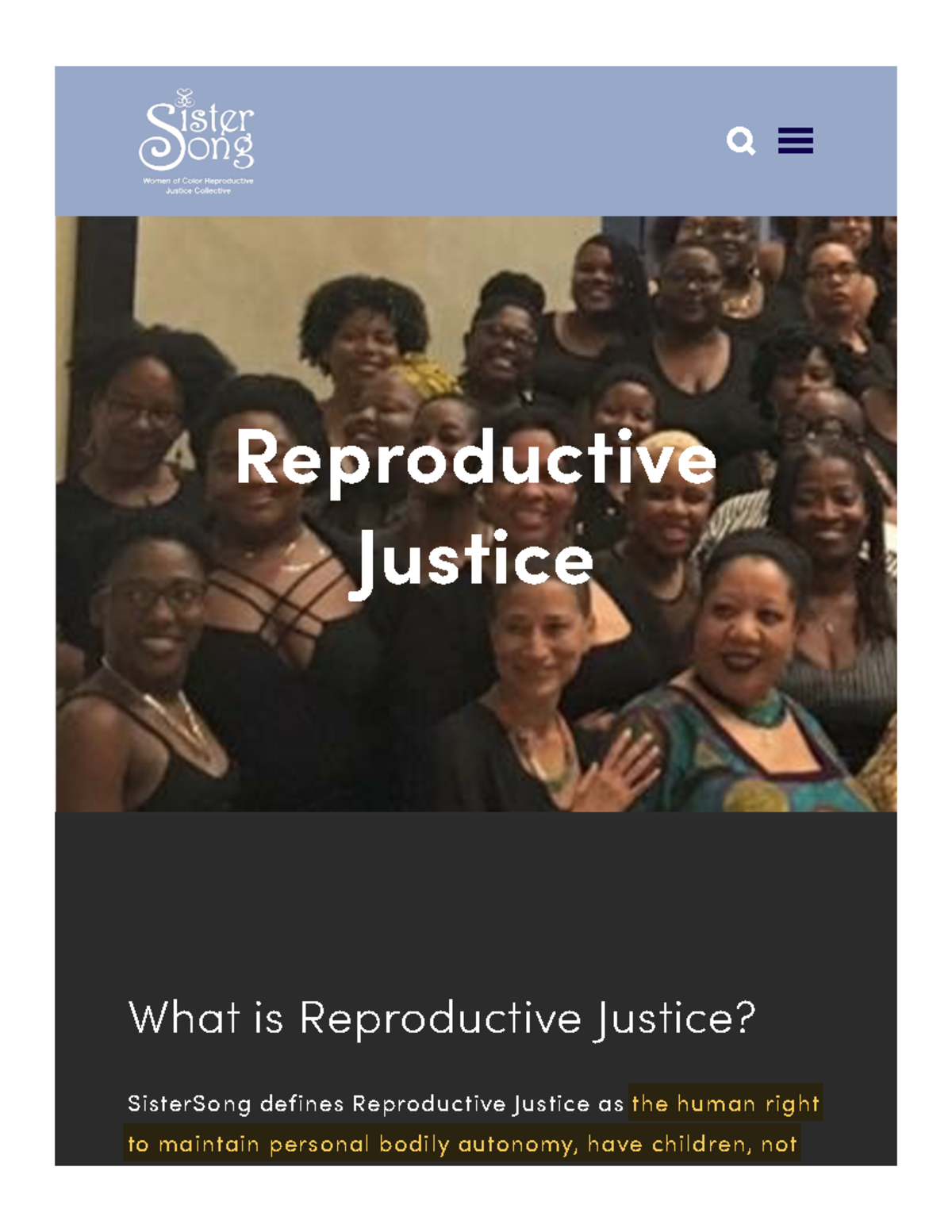 Reproductive Justice — Sister Song - What is Reproductive Justice ...