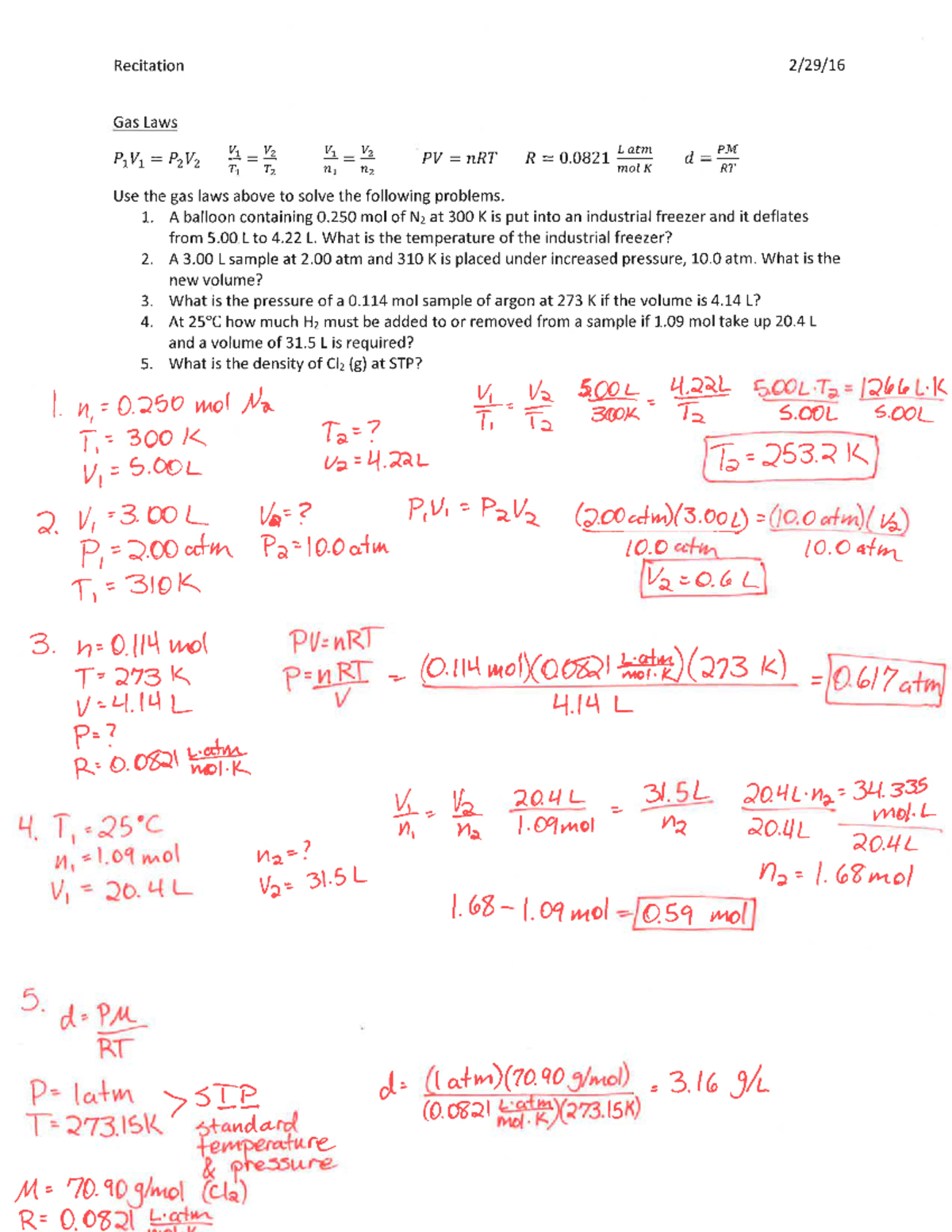 Recitation 5 - CHEM 210 - Studocu
