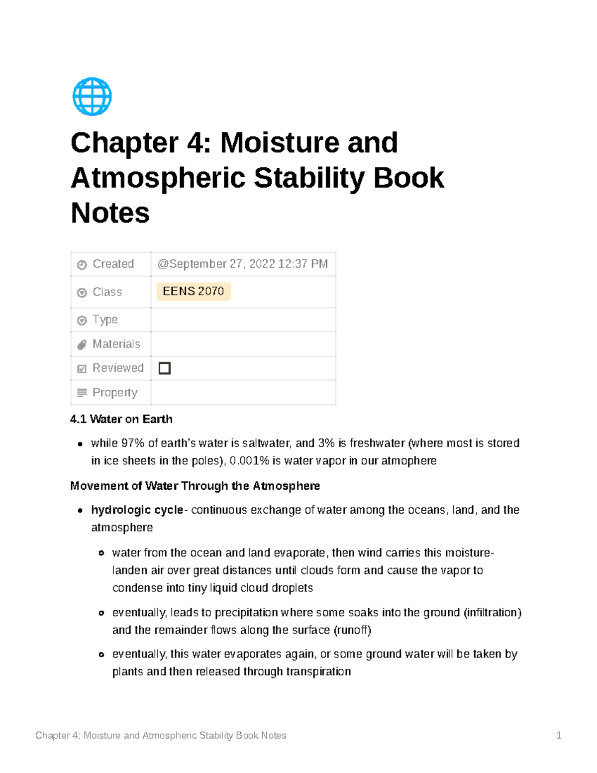 Chapter 4 Moisture and Atmospheric Stability Book Notes - Chapter 4 ...
