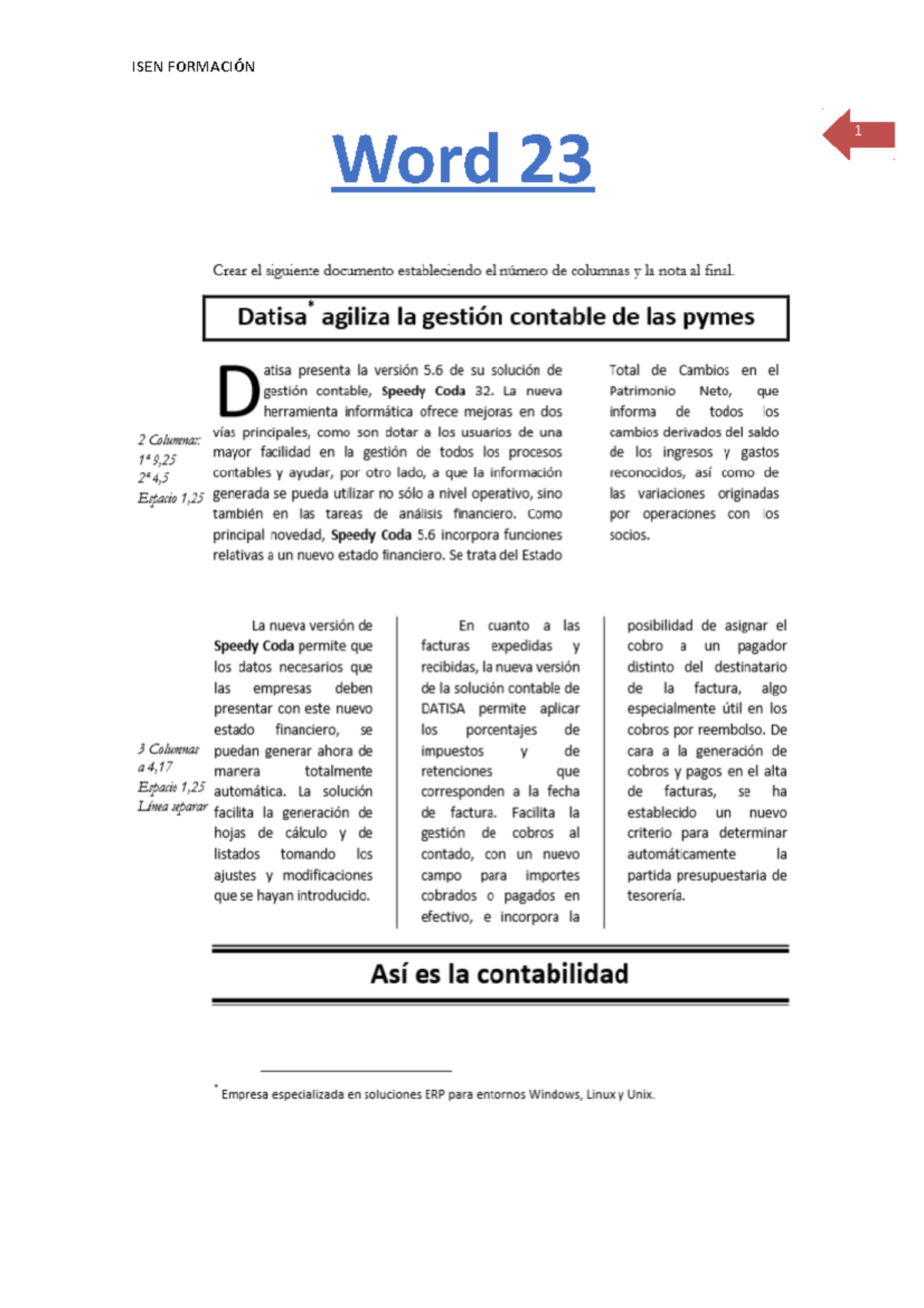 Word 23 - ejercicios - Ofimática - ISEN FORMACIÓN Word 23 1 ISEN FORMACIÓN 2 - Studocu