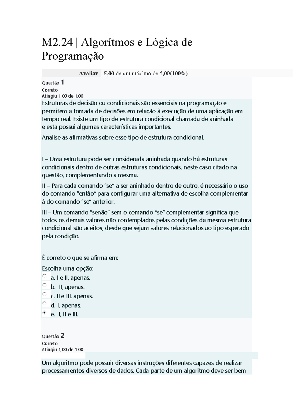 AE3 - Atividade de Estudo 3 - Algoritmos e Lógica de Programação ...