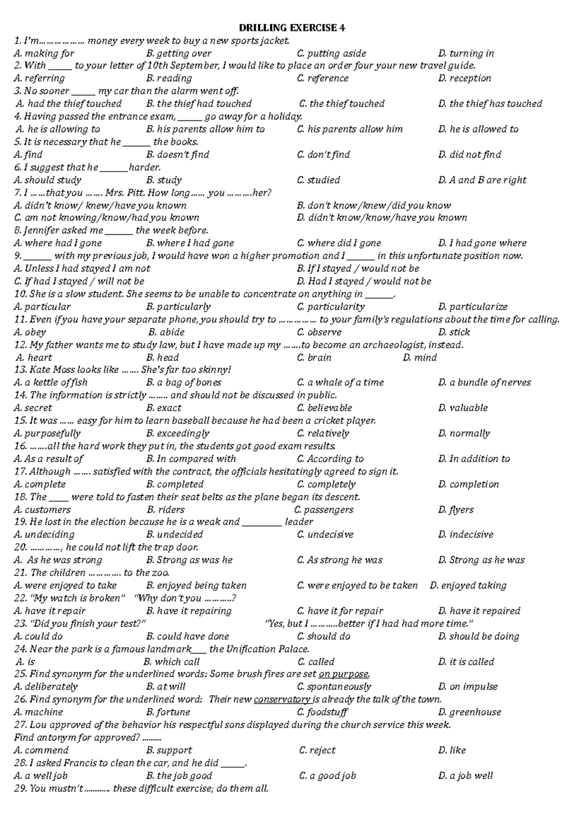Drill- Exercise-4 - kn;jl' - DRILLING EXERCISE 4 I'm ...