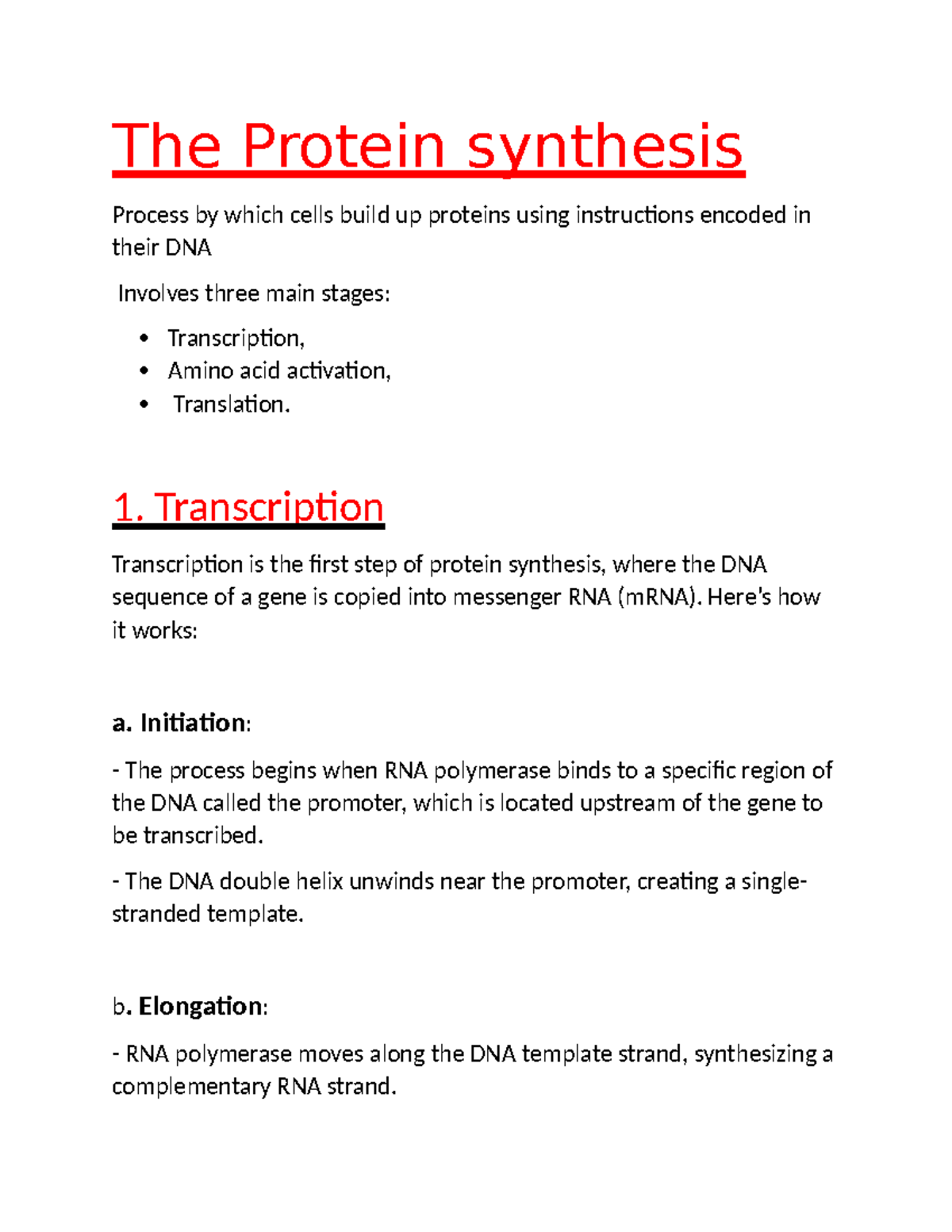 Protein synthesis - The Protein synthesis Process by which cells build ...