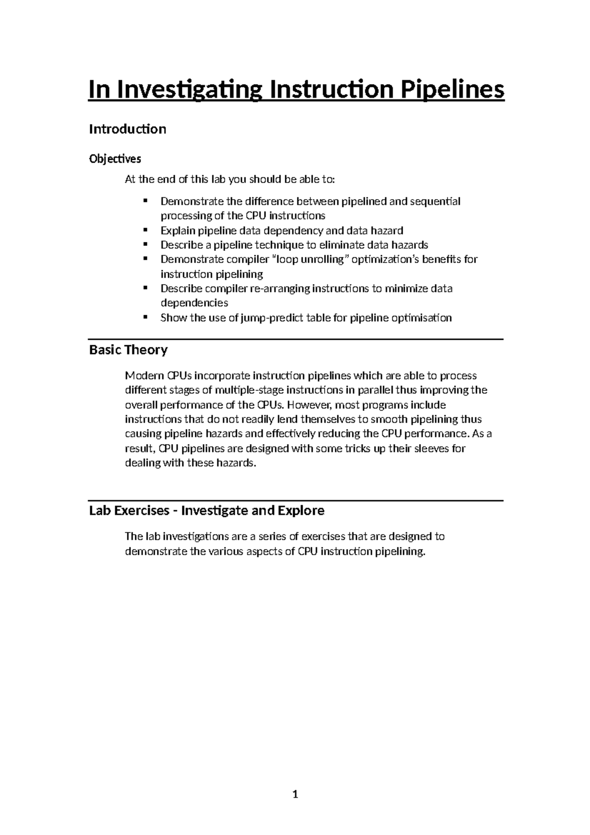 Investigating-instruction-pipelining - 1 In Investigating Instruction ...