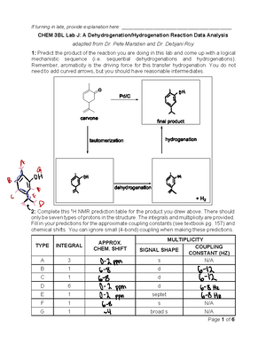 NMR Worksheet 3 - Dr. Pete Marsdan NMR Analysis Breakdown Assignment - Alisha Shaik or g n a u b ...