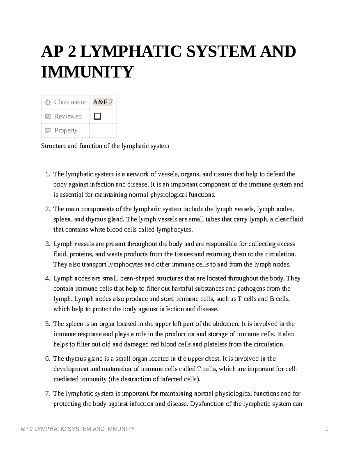 AP 2 Lymphatic System AND Immunity - AP 2 LYMPHATIC SYSTEM AND IMMUNITY ...