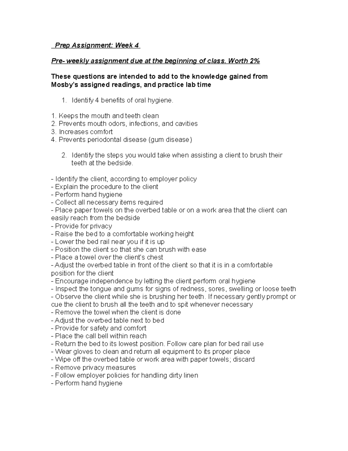Week 4 Prep Assignment - Prep Assignment: Week 4 Pre- weekly assignment ...