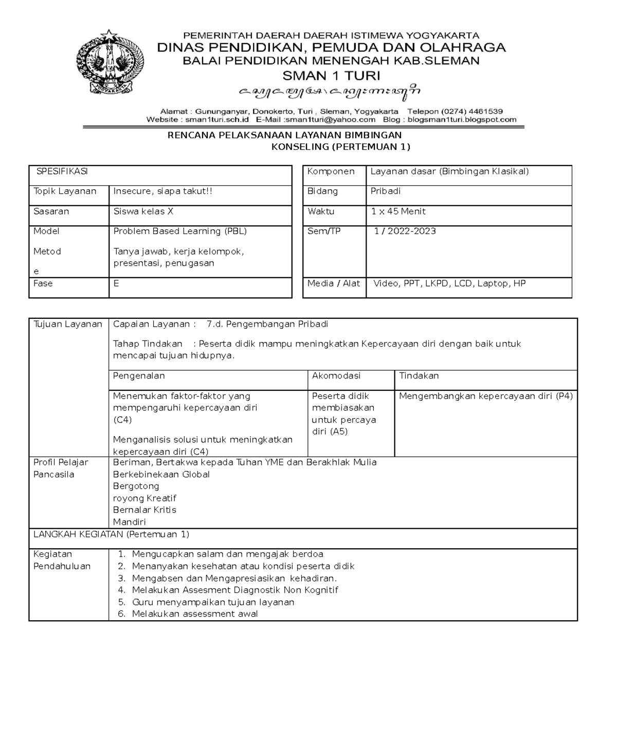 Contoh RPL BPL - Kegiatan PPG Dalam Jabatan - RENCANA PELAKSANAAN ...