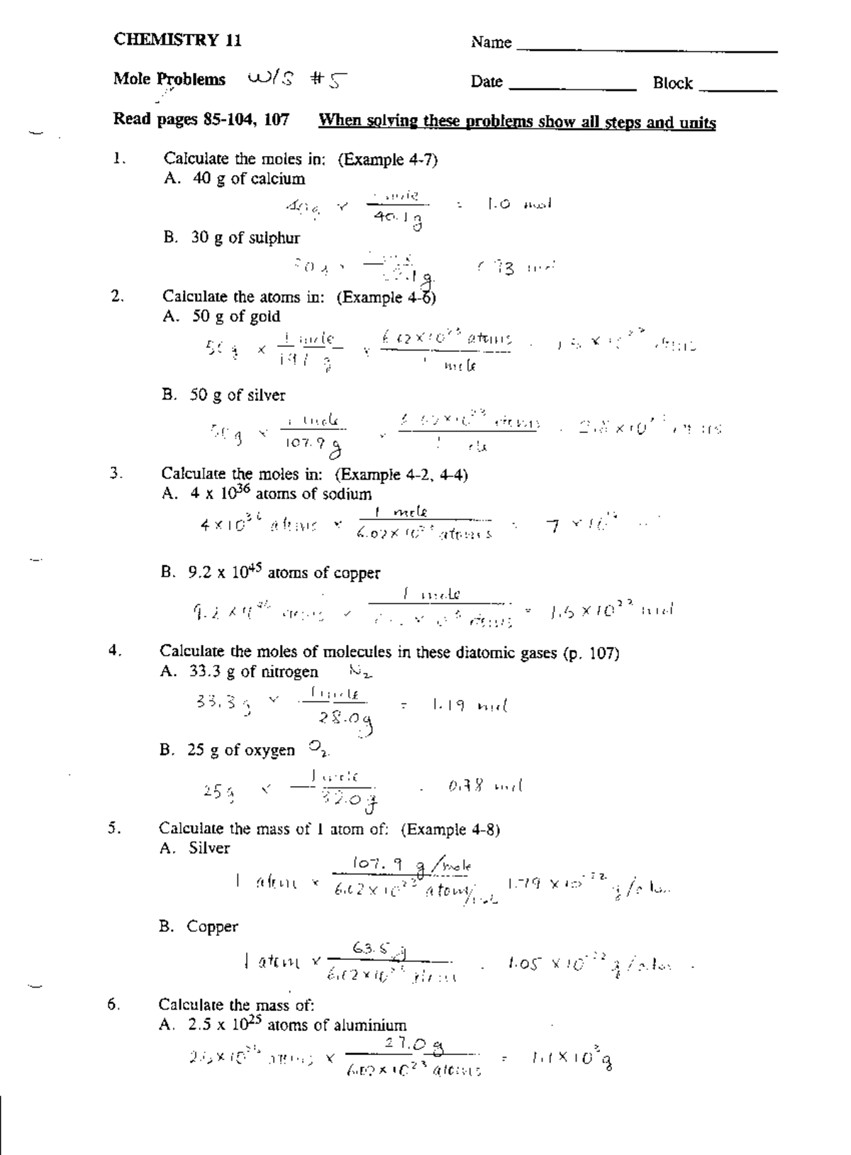 A3343094-e617-40be-8be1-95cc63b3e149 mol5 - CHEMISTRY 11 Name Mole ...