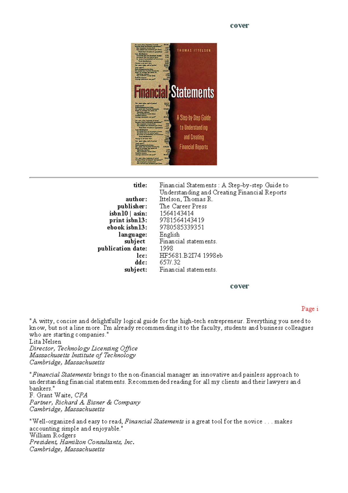 Financial Statements A Step-By-Step Guide to Understanding and Creating ...