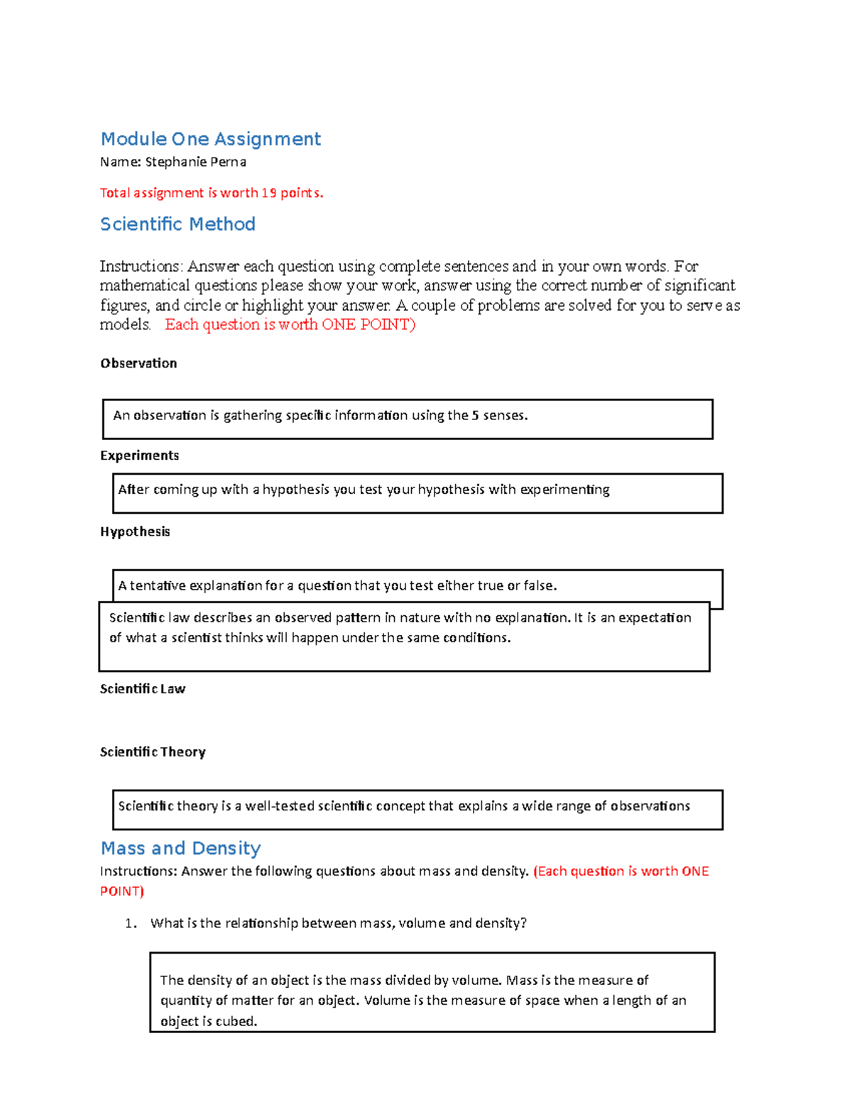 SPerna Module 01 Assignment - Module One Assignment Name: Stephanie ...
