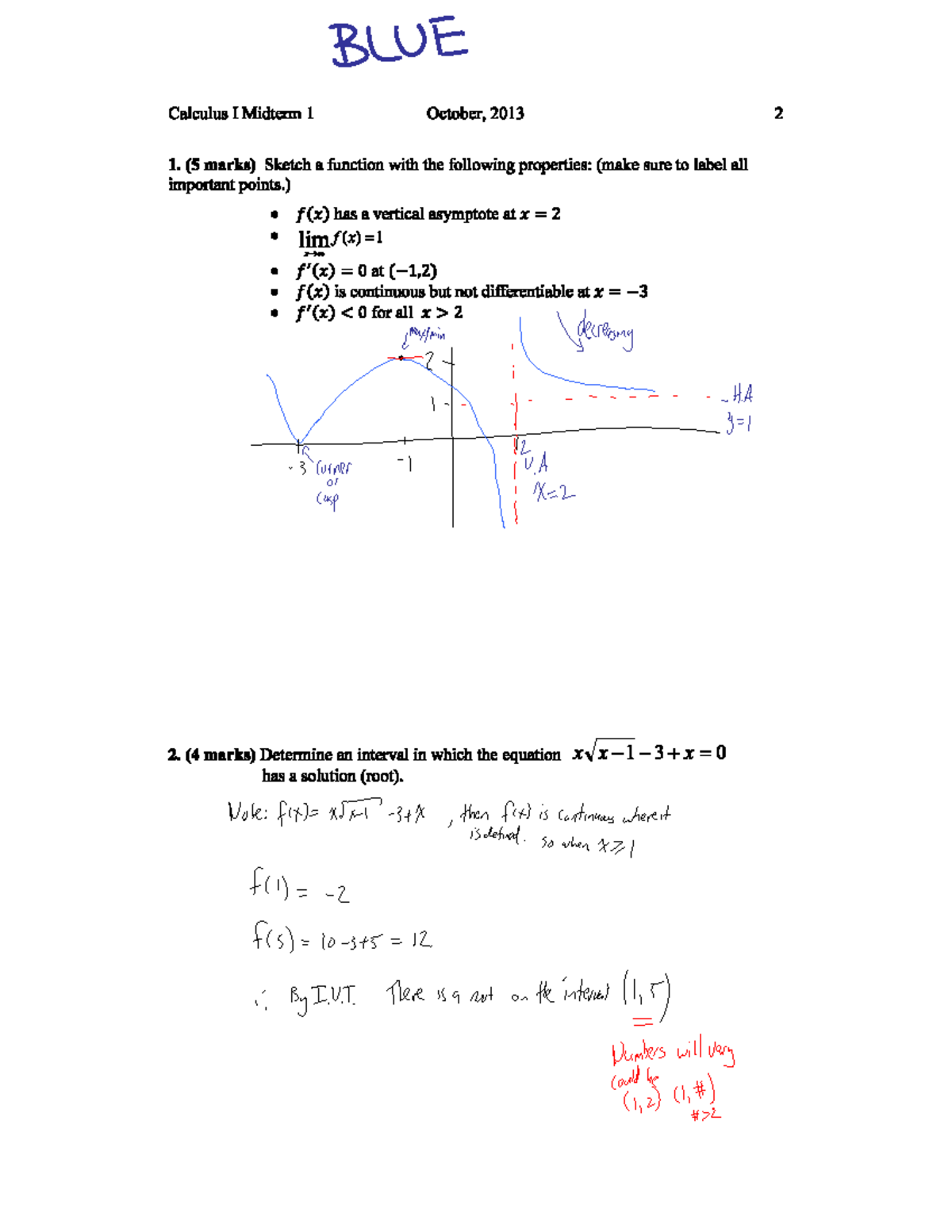 Midterm 1 Fall 2013 V4 - MATH 1850 - Studocu