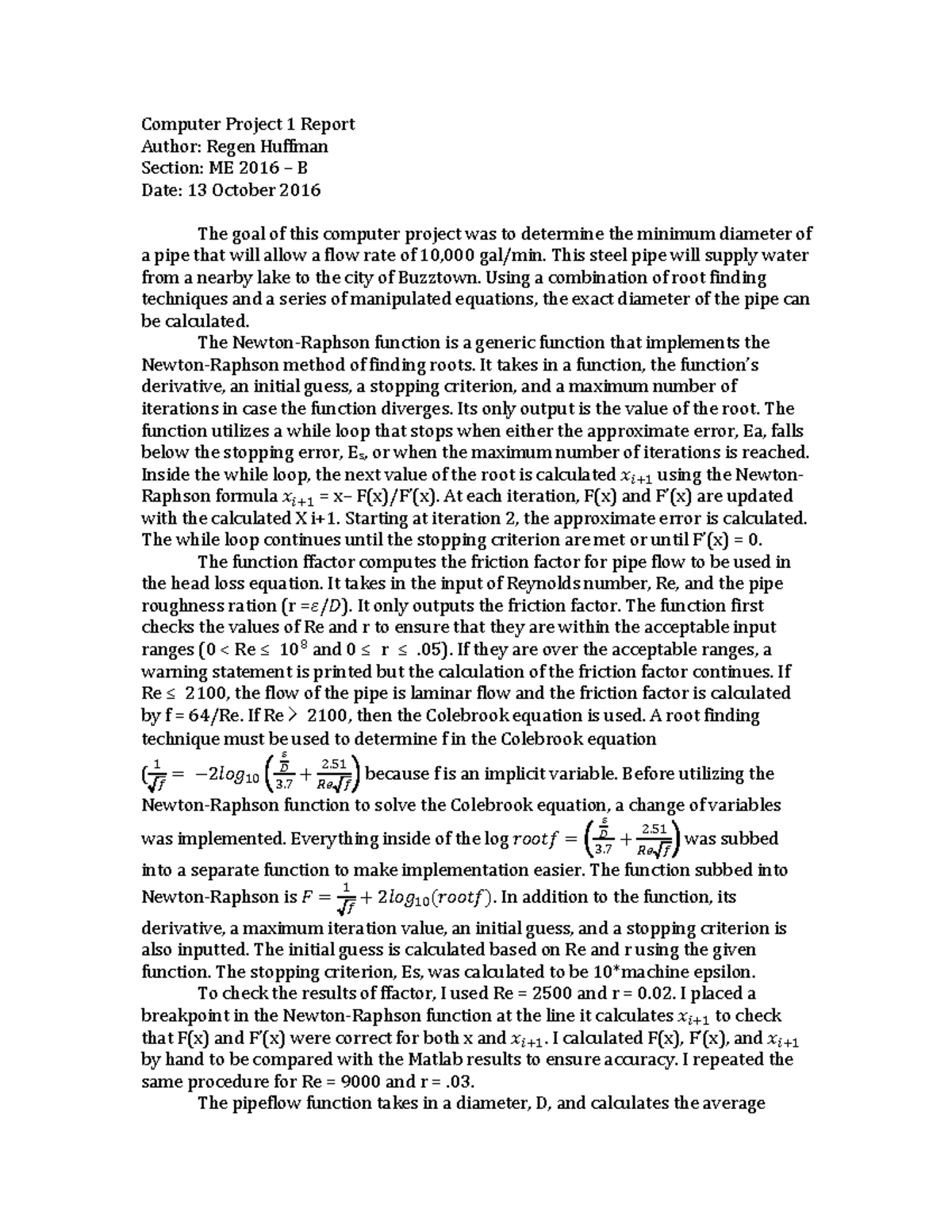 Computer Project 1 Report - Computer Project 1 Report Author: Regen ...