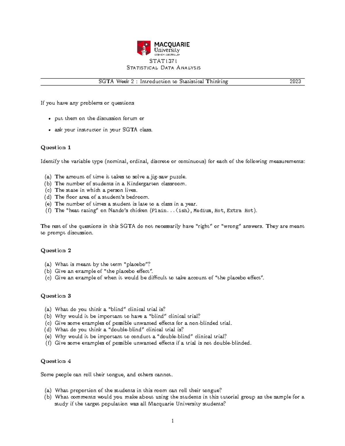 02 Stat1371 Sgta Week2 Stat Statistical Data Analysis Sgta Week 2 Introduction To