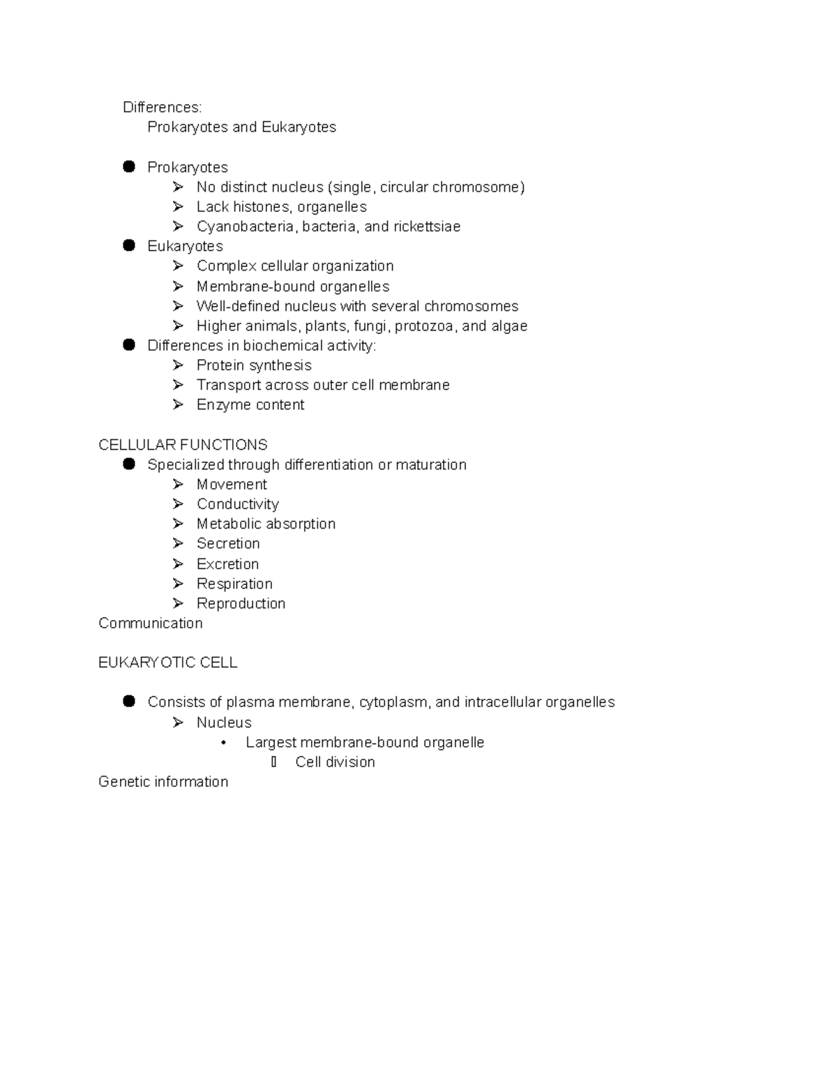 biostatistics assignment and notes - Differences: Prokaryotes and ...