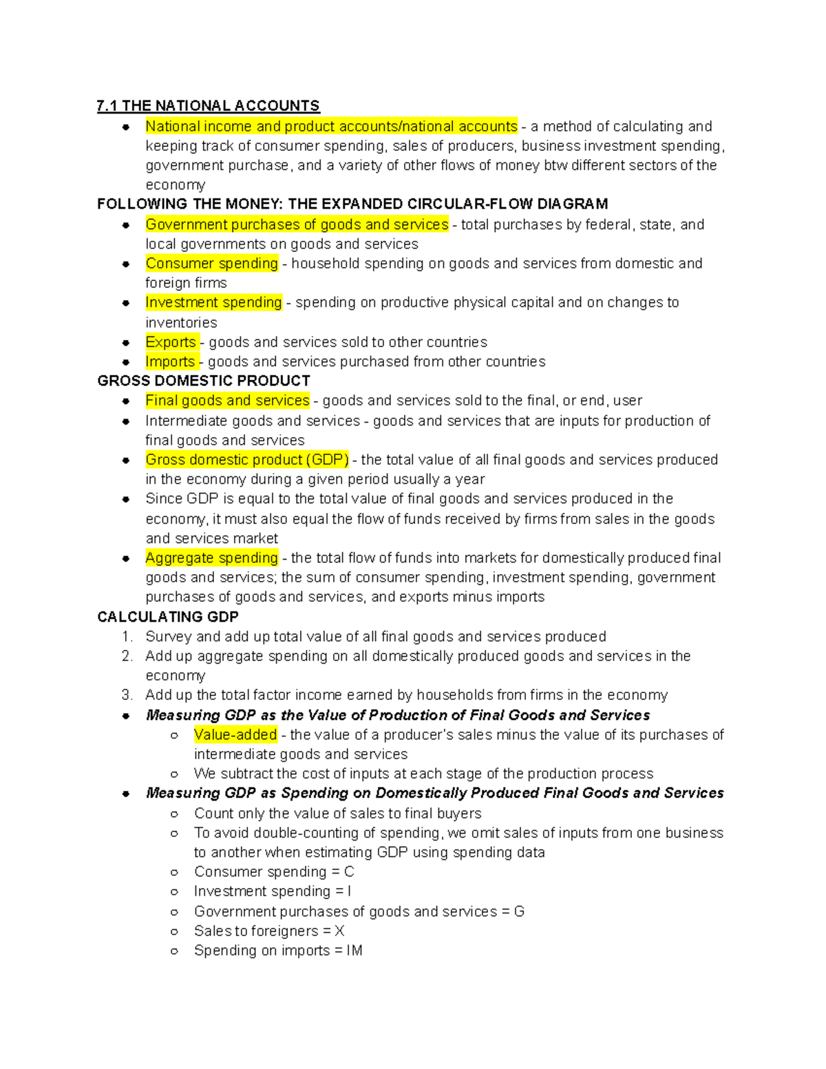 GDP and CPI_Macro - 7 THE NATIONAL ACCOUNTS National income and product ...