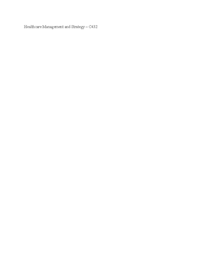 C432 Task - Passed, no revision - C432 – Healthcare Management and ...