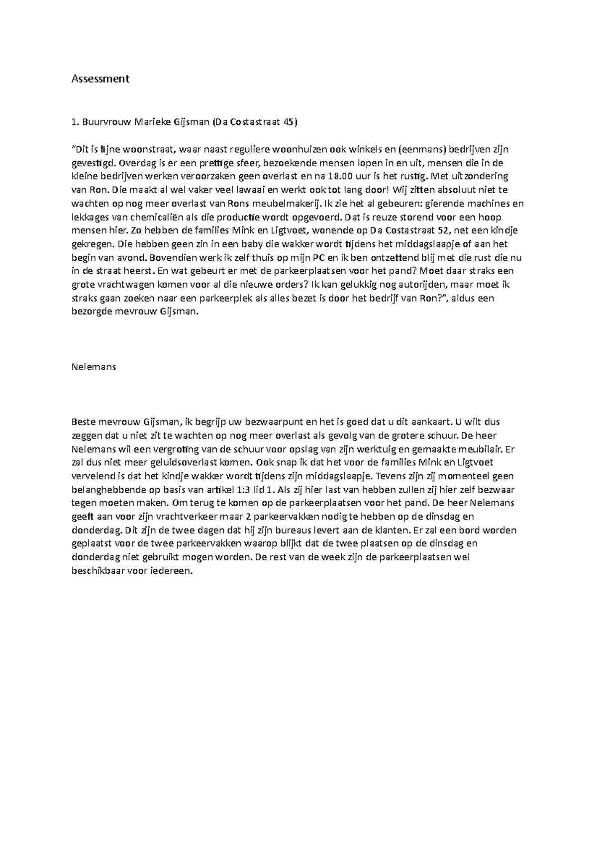 Assessment - voorbeeld van een assesment - Assessment Buurvrouw Marieke ...