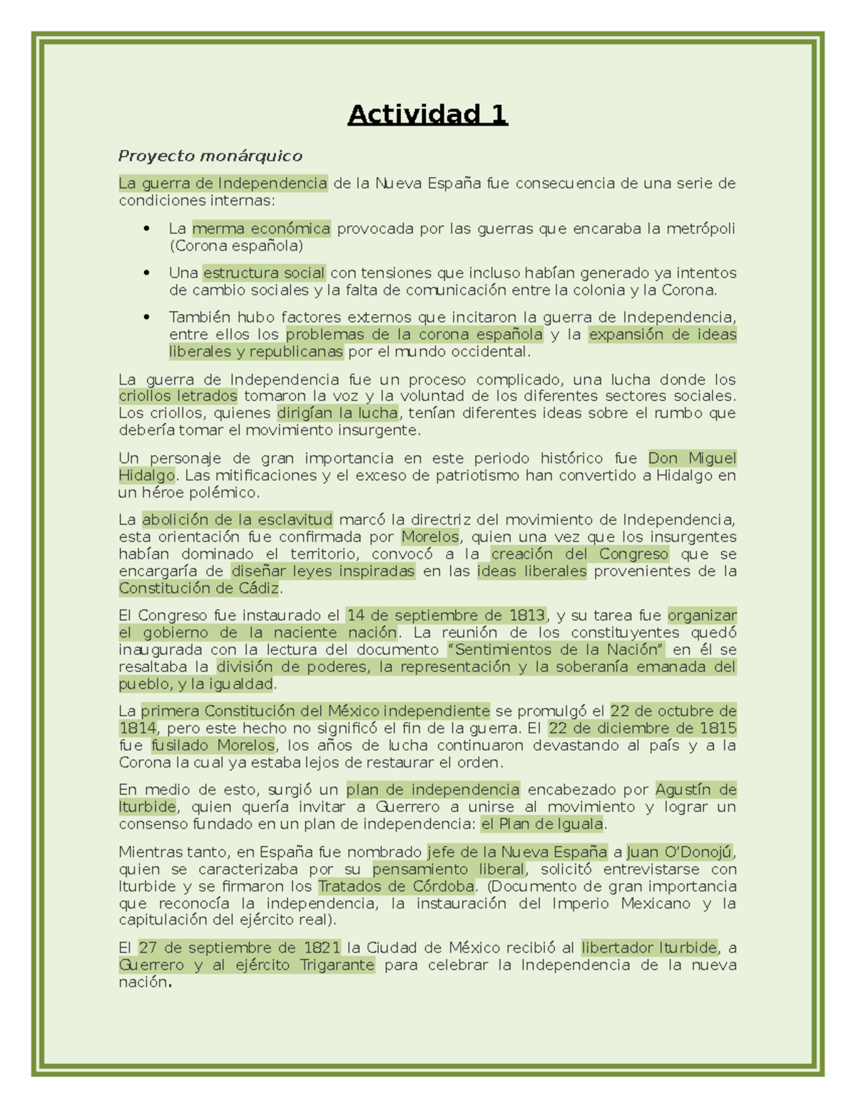 Tema 1 - Actividad Tema 1 - Actividad 1 Proyecto monárquico La guerra ...