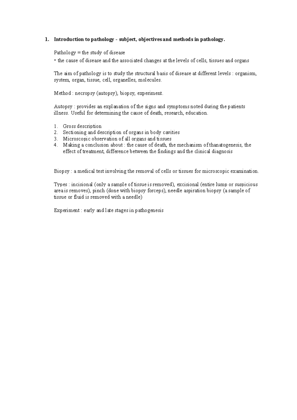 Pathology oral - Introduction to pathology - subject, objectives and ...