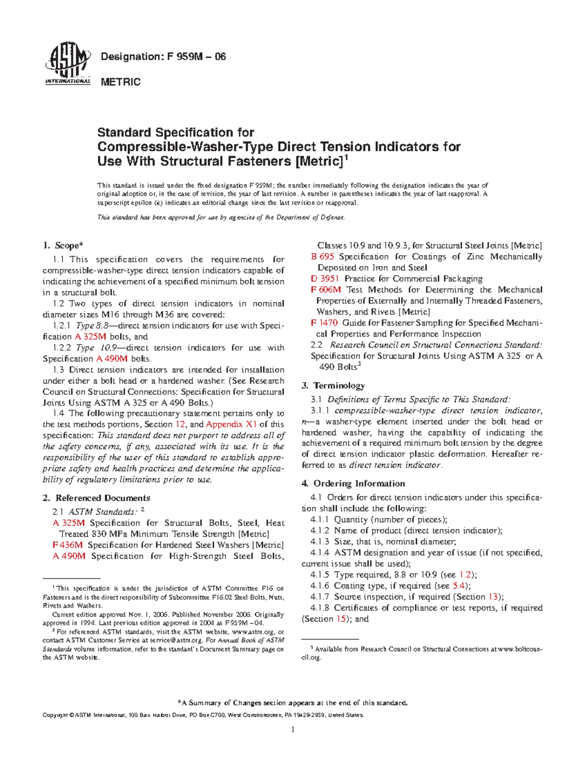 ASTM F959M-06 - ASTM F959M-06 - Designation: F 959M – 06 METRIC ...