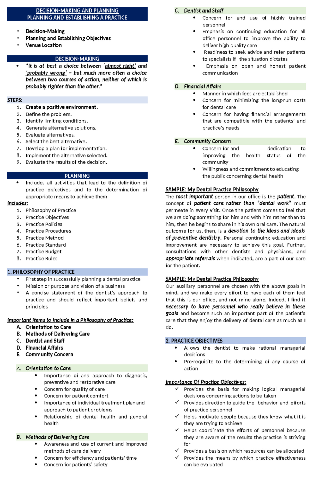 Lesson 2 reviewer Decision Making and Planning - DECISION-MAKING AND ...
