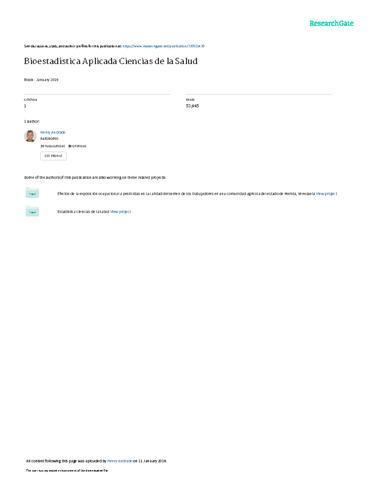 Bioestadistica Aplicada Cienciasdela Saludresearchgate - See ...